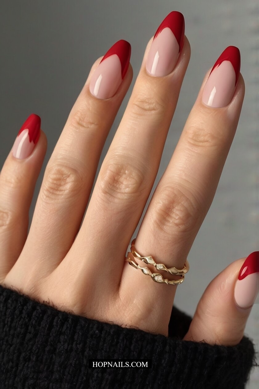 45+ Best Red French Tip Nails That Redefine Elegance in 2025 – Hop Nails